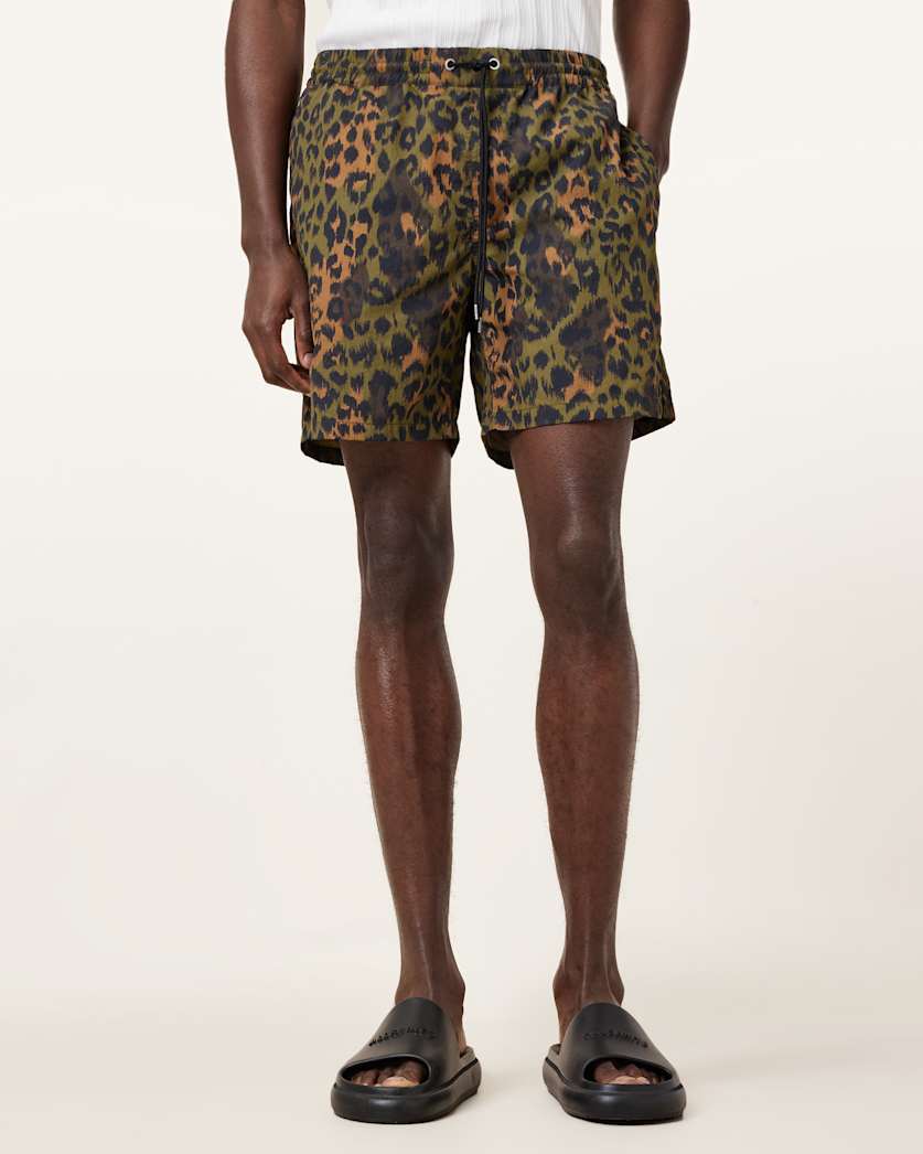 Styx Leopard Print Swim Shorts EDEN GREEN | ALLSAINTS US